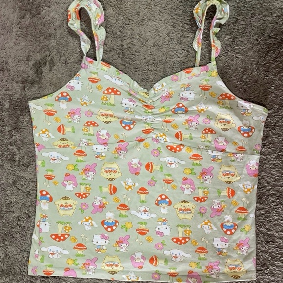 Sanrio | Tops | Hello Kitty And Friends Mushroom Ruffle Girls Cami ...